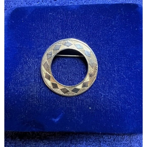 Jewelry | 198s Retro Vintage Gold Diamond Textured Circle Pin Brooch ...